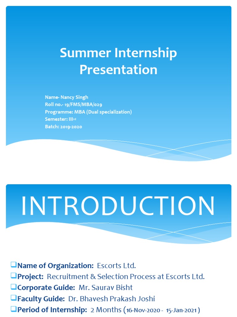Summer Internship Presentation | PDF | Recruitment | Human Resource ...