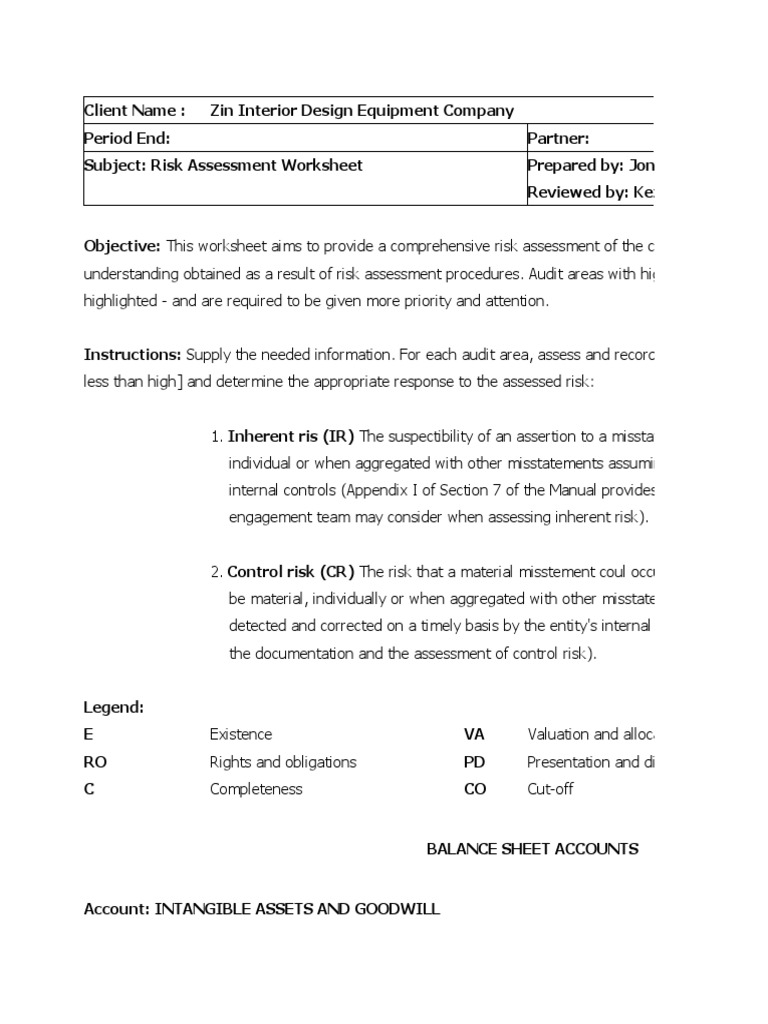 010-105-Risk Assessment Worksheet | PDF | Risk Assessment | Audit