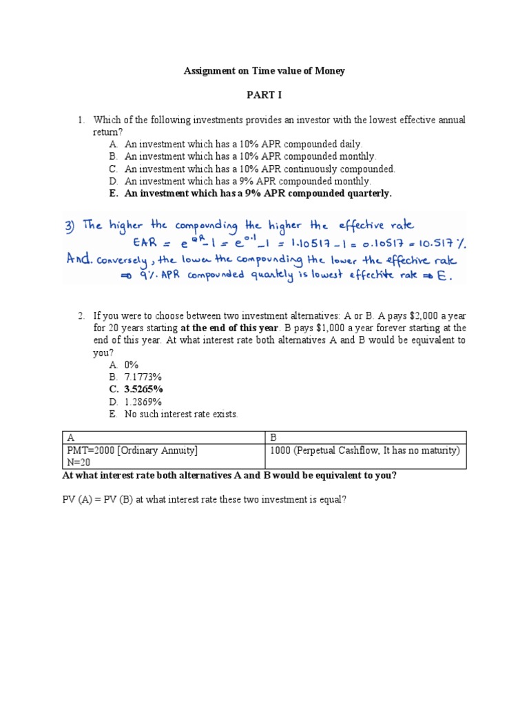 Solution of Assignment On Time Value of Money | PDF | Time Value Of ...