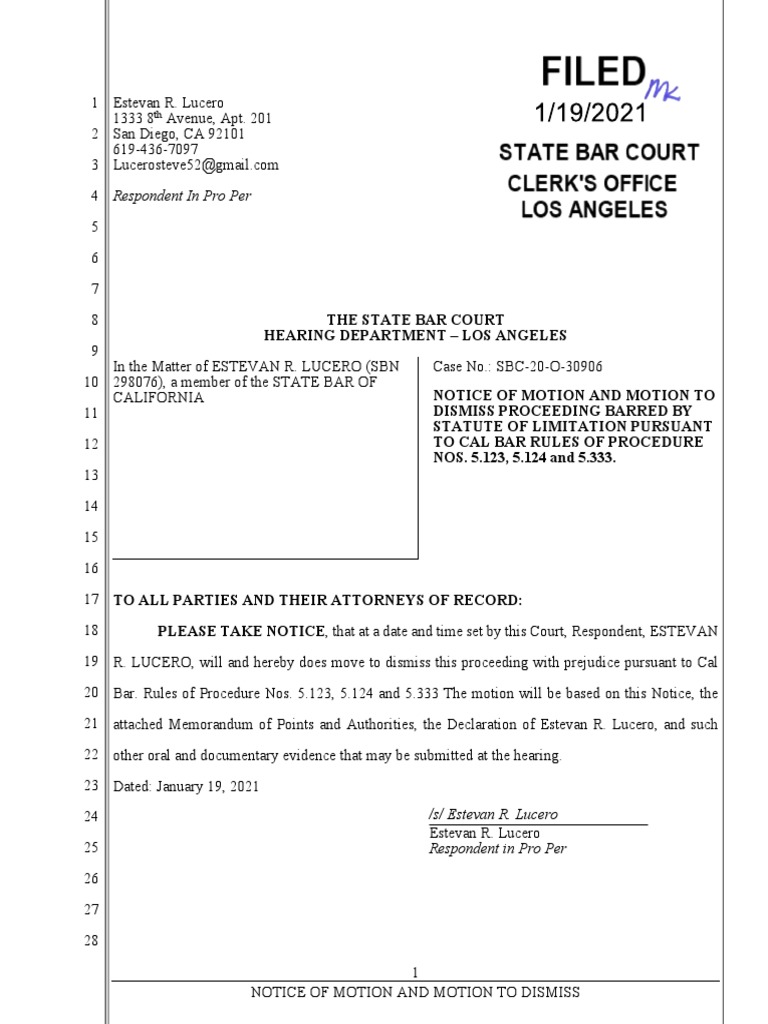 Respondent in Pro Per | PDF | State Bar Of California | Pro Se Legal ...