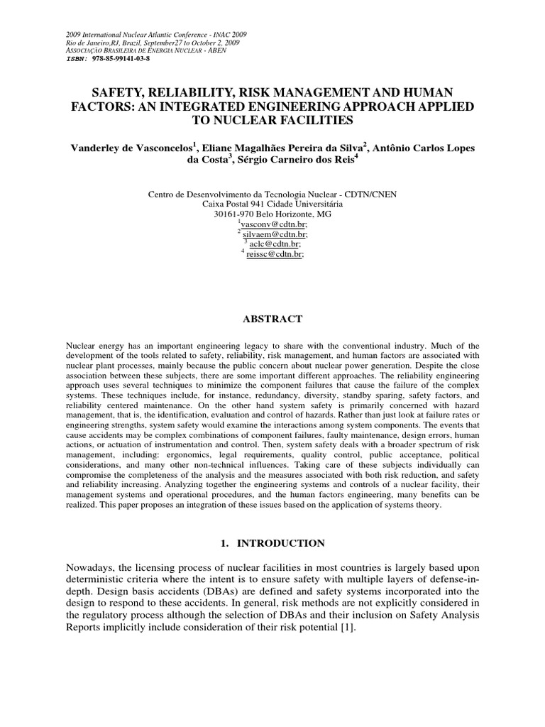 Safety, Reliability, Risk Management and Human Factors: An Integrated Engineering Approach ...
