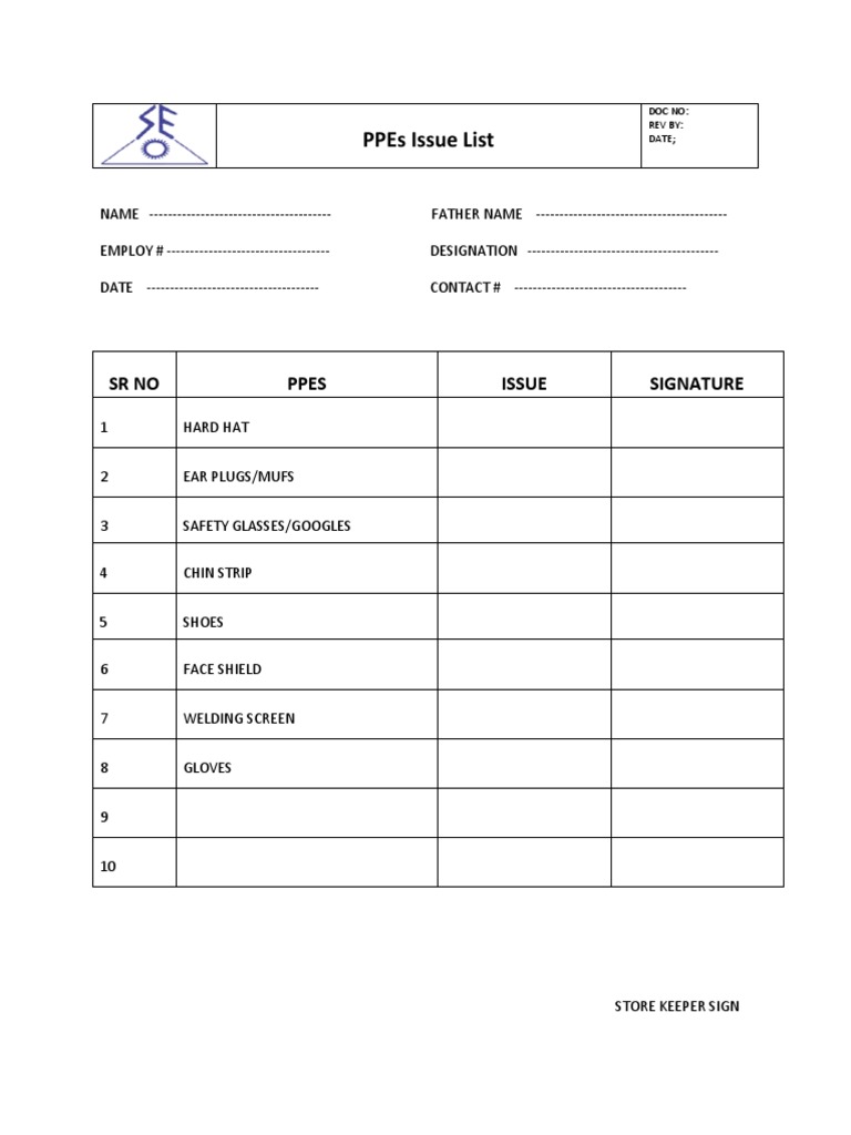 PPEs Issue List | PDF