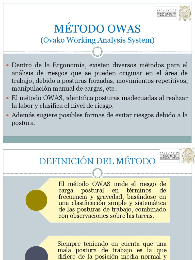 Método Owas: (Ovako Working Analysis System) | PDF | Factores humanos y ...