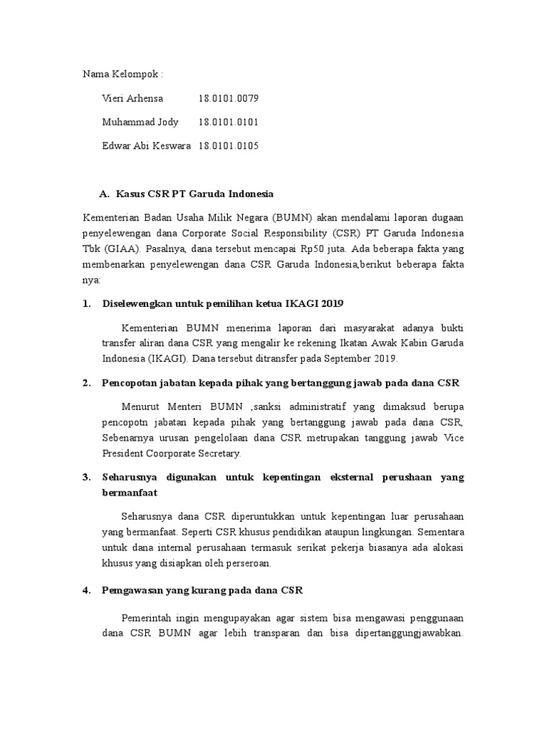 Tugas Kasus CSR PT Garuda | PDF