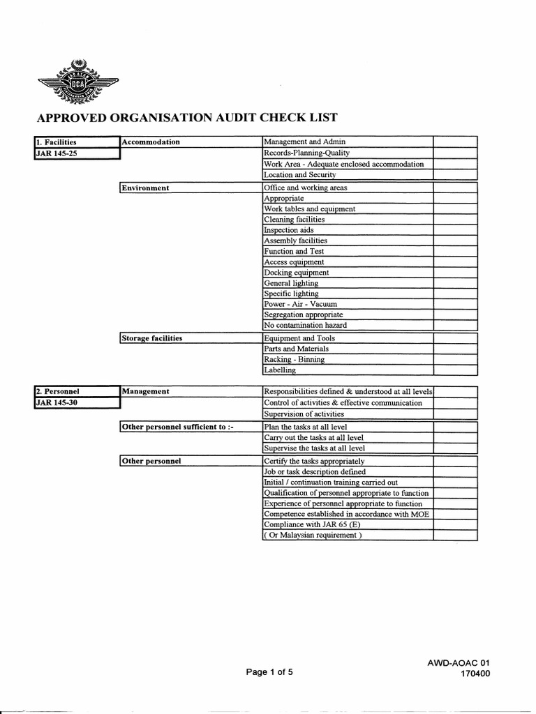 Organisation Audit Check List: Approved | PDF | Audit | Accounting And ...