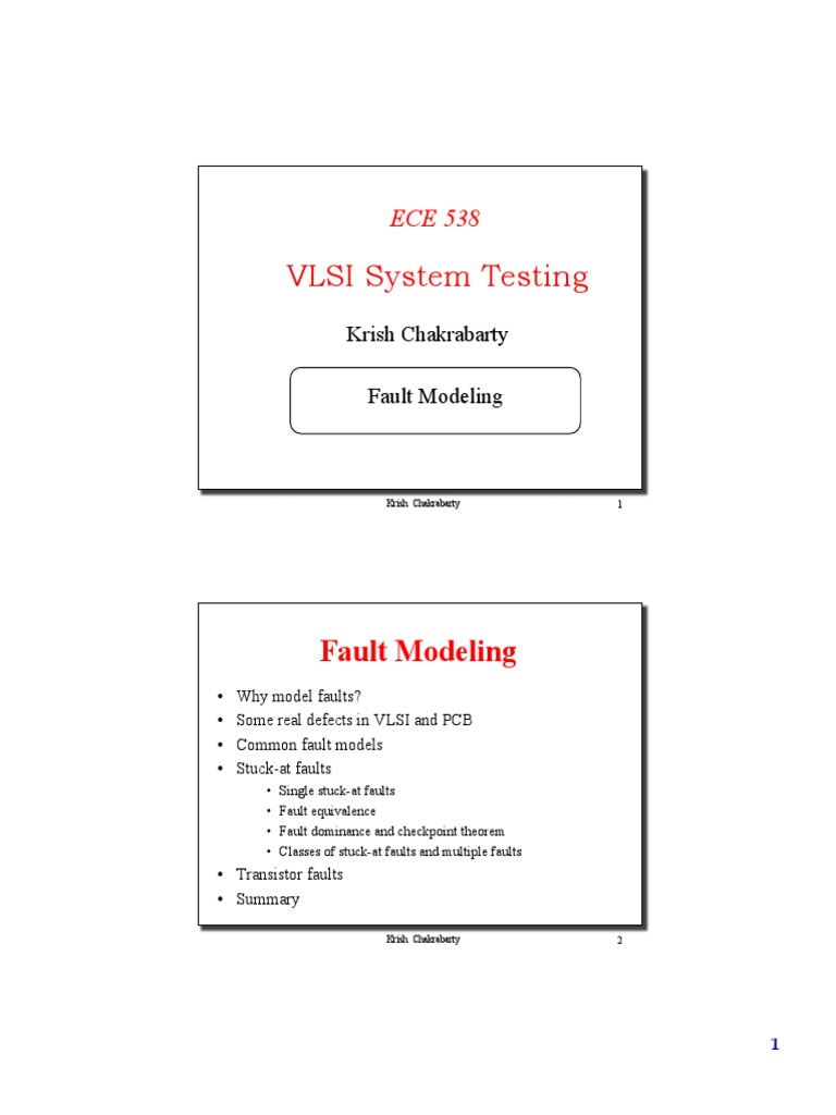 Vlsi System Testing Fault Modeling Pdf Logic Gate Electronic Circuits