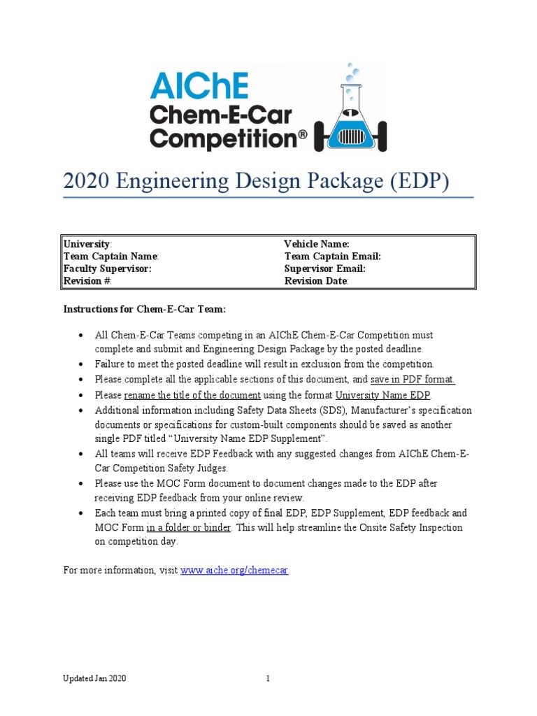 Chem-E-Car Edp Document 2021 | PDF | Personal Protective Equipment ...