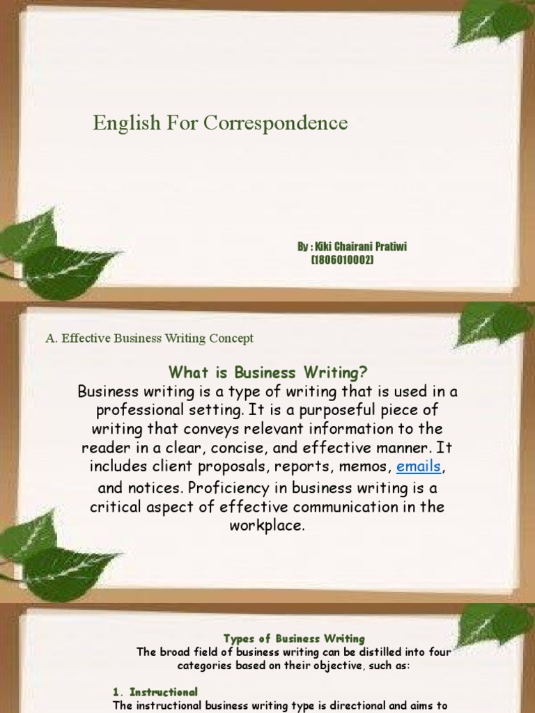 English For Correspondence 20 March 2021 | PDF | Memorandum | Information