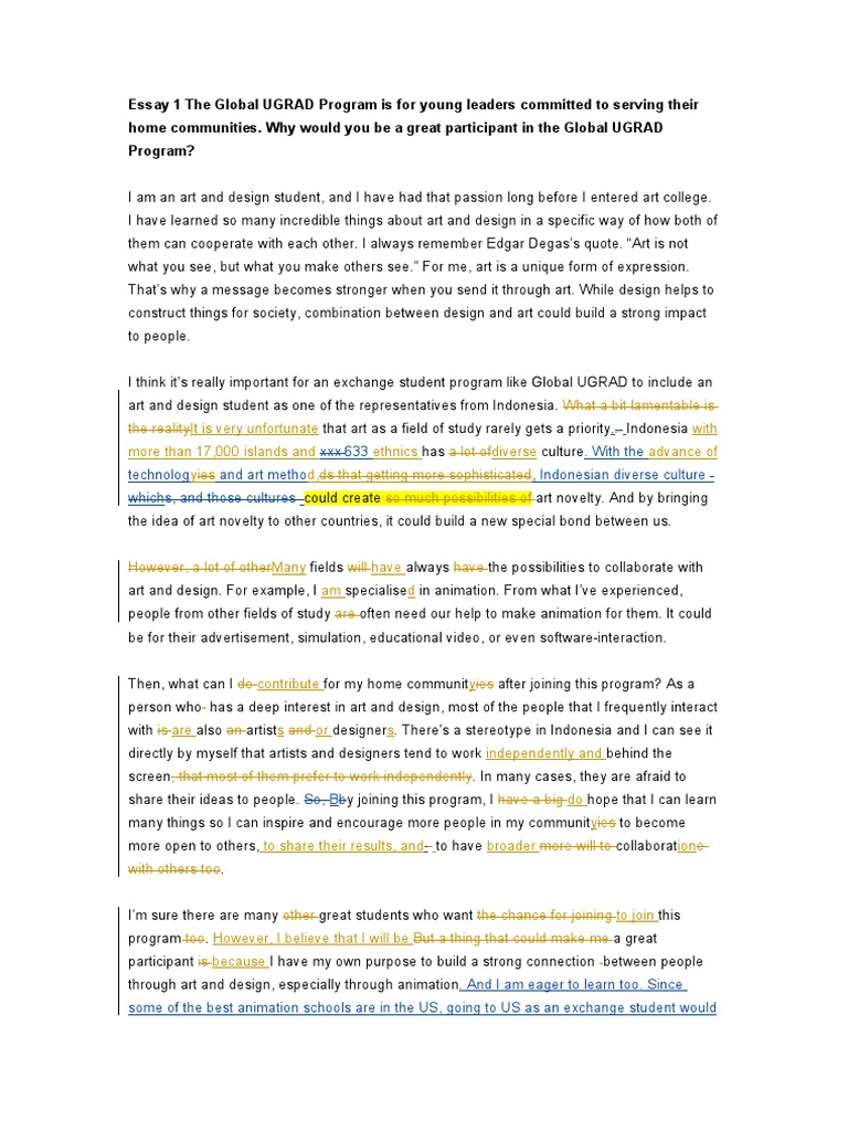 Global UGRAD Essay - Corrected | PDF | Community | Leadership