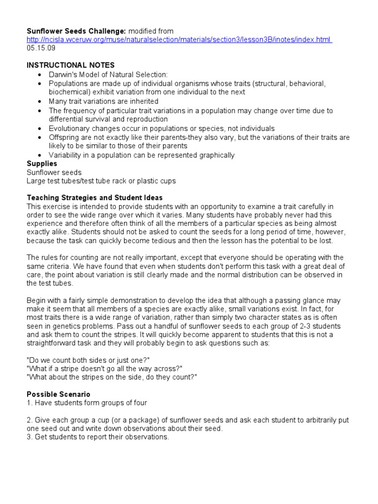 Sunflower Seeds Variation | PDF | Evolution | Species