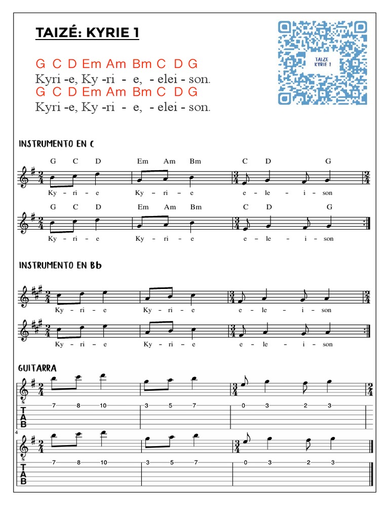 Taizé: Kyrie 1: Kyri E, Ky Ri E, Elei Son. Kyri E, Ky Ri E, Elei Son | PDF