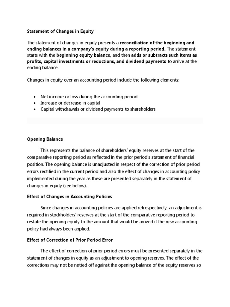 Statement of Changes in Equity | PDF | Equity (Finance) | Dividend