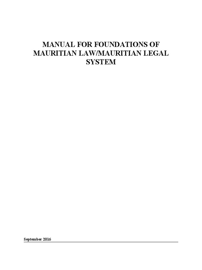 Manual For Foundations of Mauritian Law/Mauritian Legal System | PDF ...