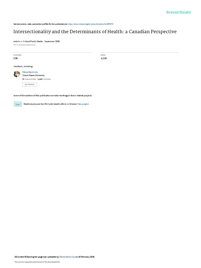 Havinsky, Olena y Christoffersen, Ashlee (2008) Intersectionality and ...