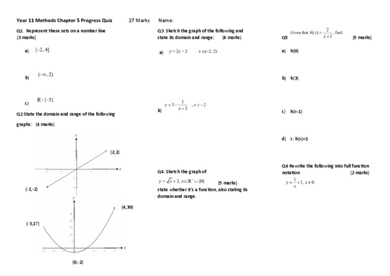 Year 11 Methods Chapter 5 Progress Quiz | PDF