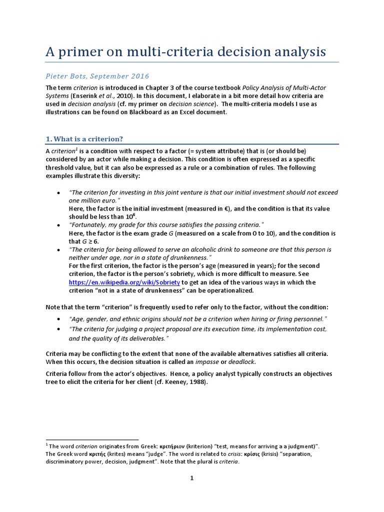 Multi-Criteria Decision Analysis Guide | PDF | Teaching Mathematics