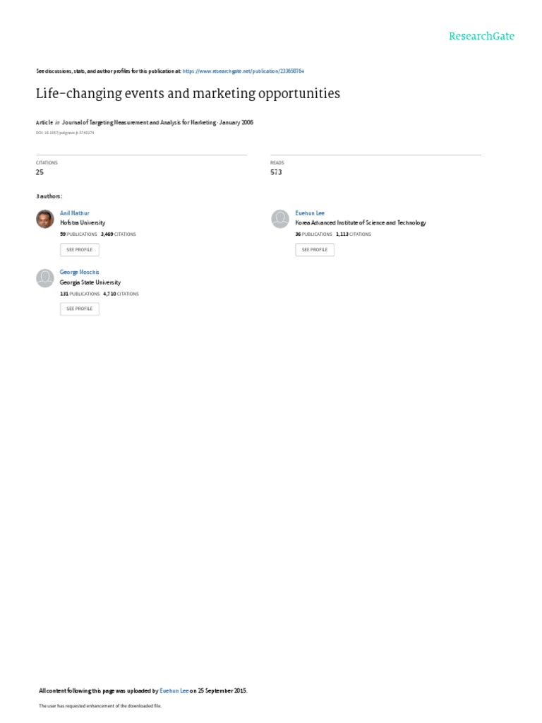 Life-Changing Events and Marketing Opportunities | PDF | Market ...