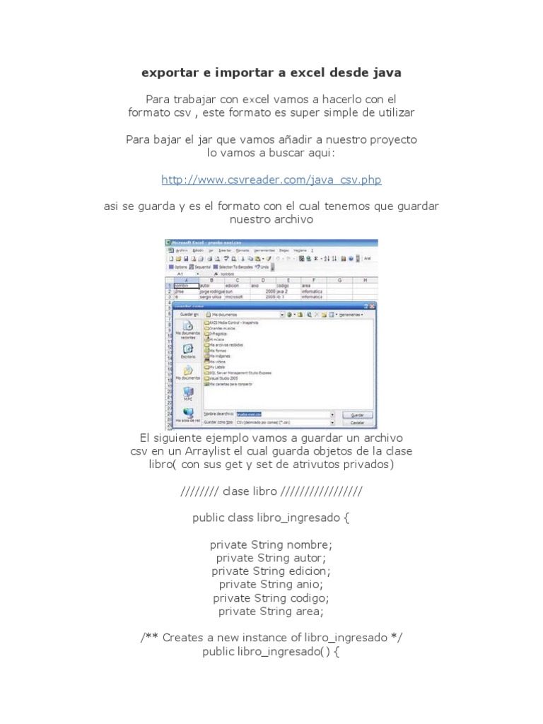 Exportar e Importar A Excel Desde Java | PDF | Archivo de computadora | Microsoft Excel