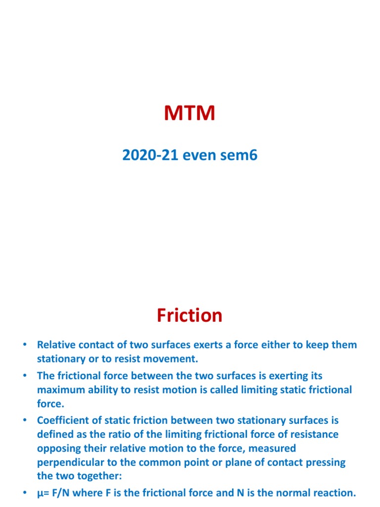 MTM 5 | PDF | Friction | Mechanical Engineering