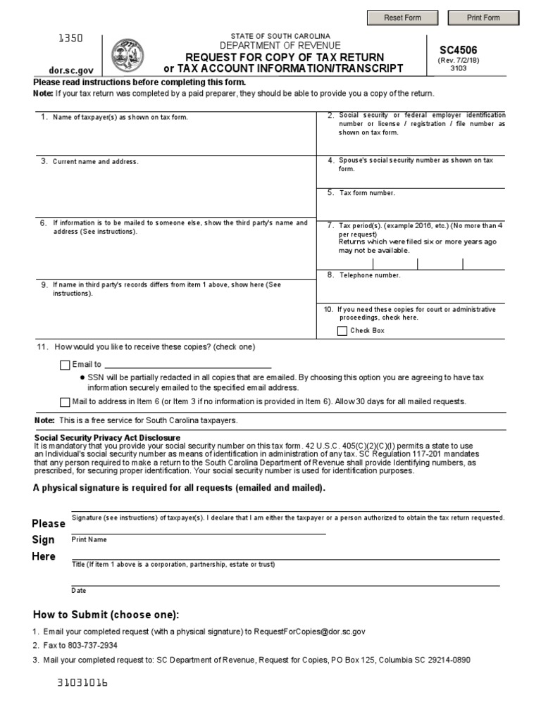 Request for Copy of Tax Return or Tax Account Information/Transcript ...