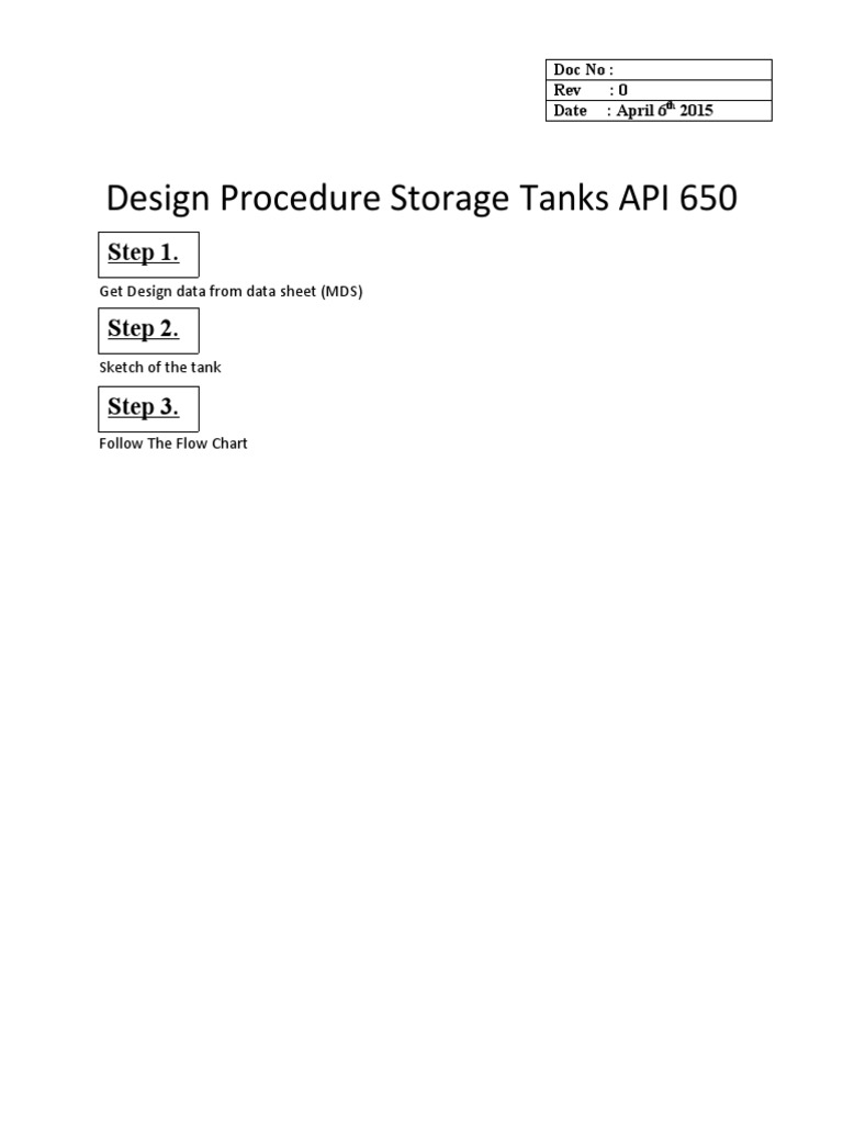 Procedure Design Calculations Based On API 650 Storage Tanks | PDF ...