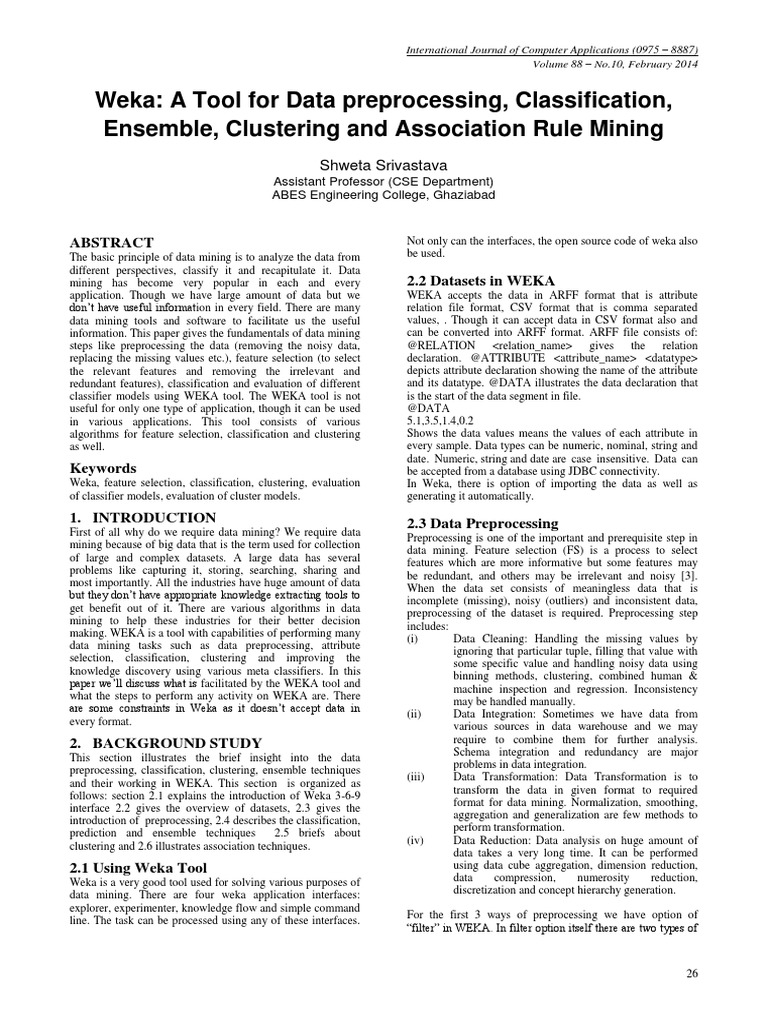 Weka: Data Mining and Preprocessing Guide | PDF | Statistical ...