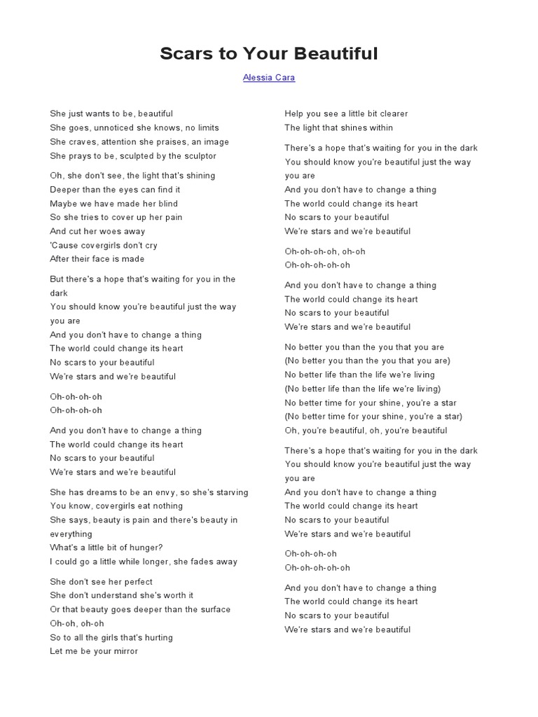 Scars to Your Beautiful Lyrics | PDF