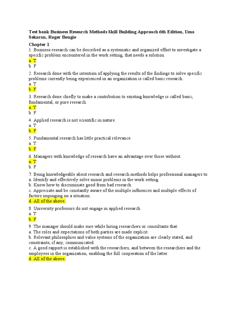 BRM Questions 6th Edition PDF | Download Free PDF | Hypothesis | Scientific Method