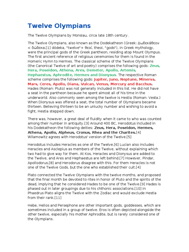 Twelve Olympians (Greek Mythology) | PDF | Twelve Olympians | Zeus