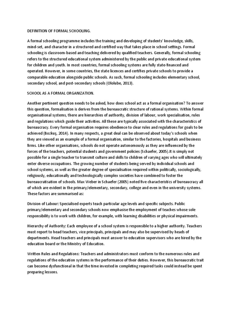 School As A Formal Organization | PDF | Institution | Bureaucracy