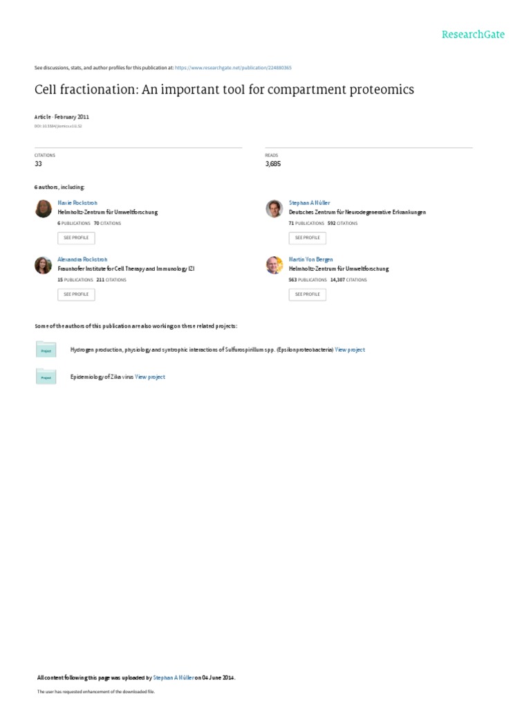 Cell Fractionation: An Important Tool For Compartment Proteomics | PDF ...