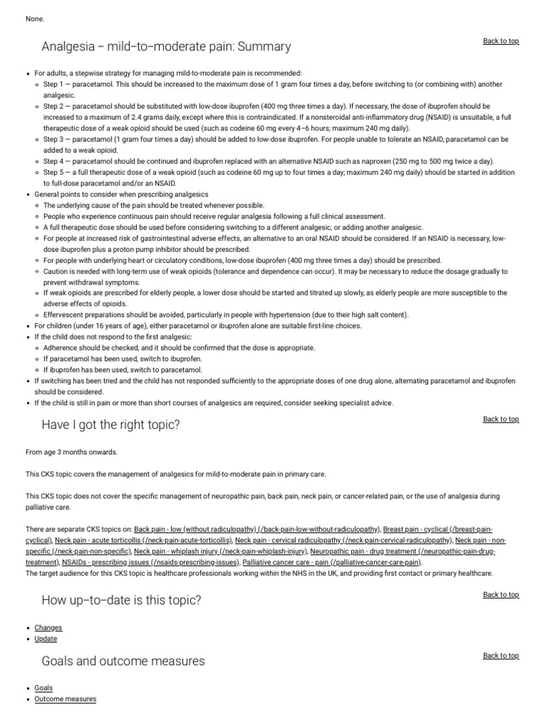 NICE Guidelines Analgesia - Mild-To-moderate Pain 2015 | PDF ...