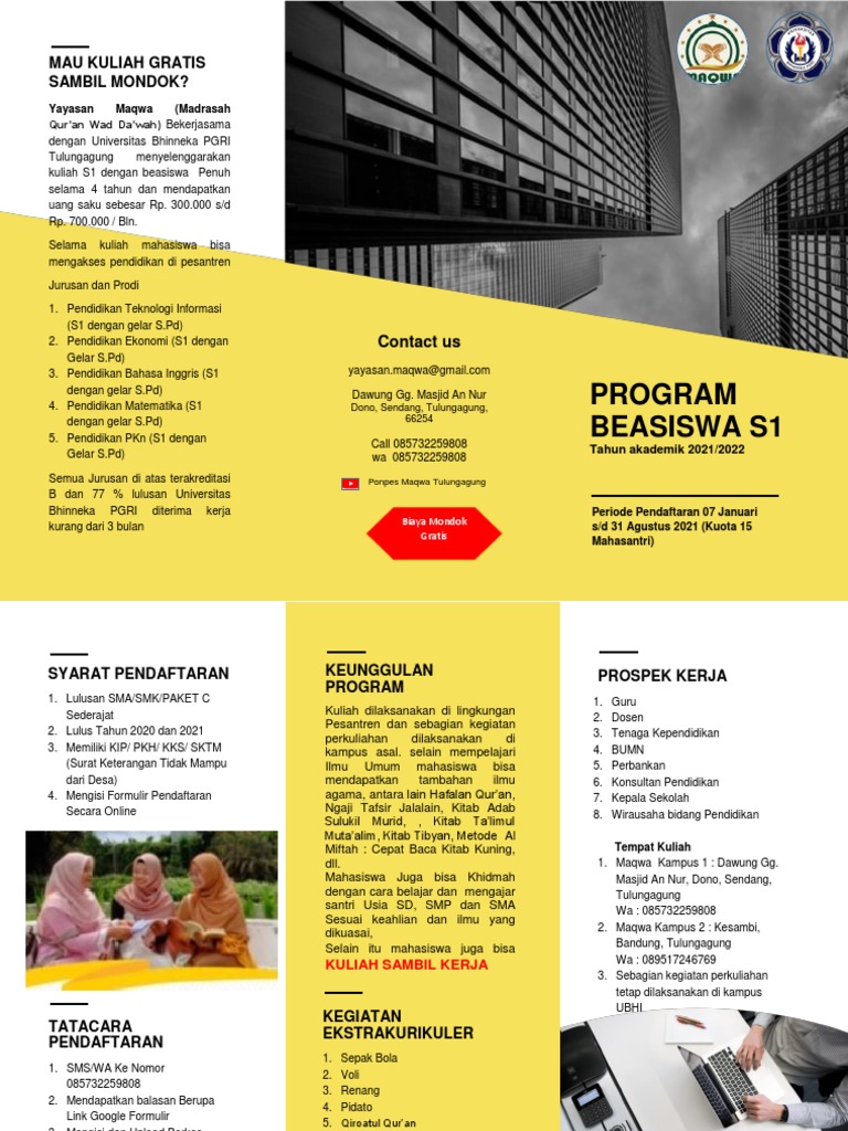 Brosur Kuliah Beasiswa 2021 | PDF