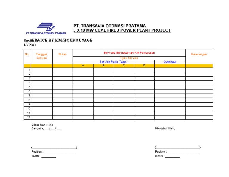 TOP - Form - Maintenance Schedule For LV | PDF