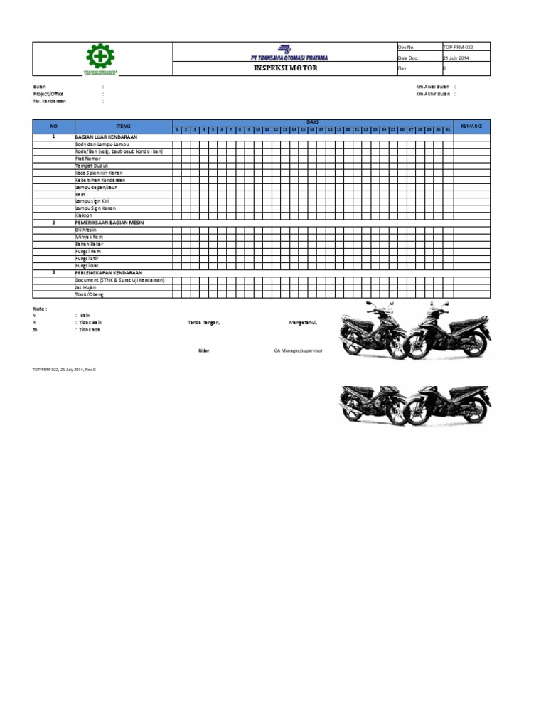 TOP FORM 022 Inspeksi Motor | PDF