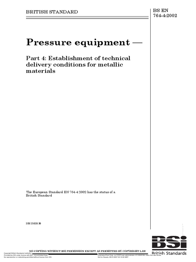 En 764-4 | PDF | Yield (Engineering) | Strength Of Materials