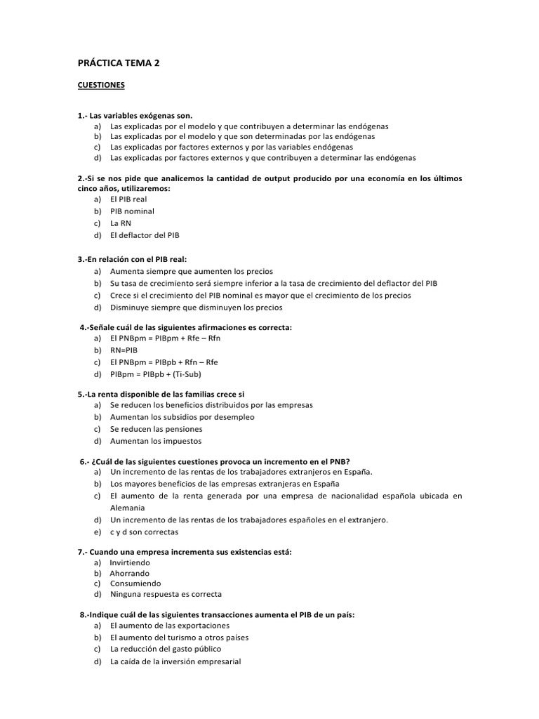 Macro. Practica Tema 3 | PDF | Producto Interno Bruto | Balance presupuestario del gobierno