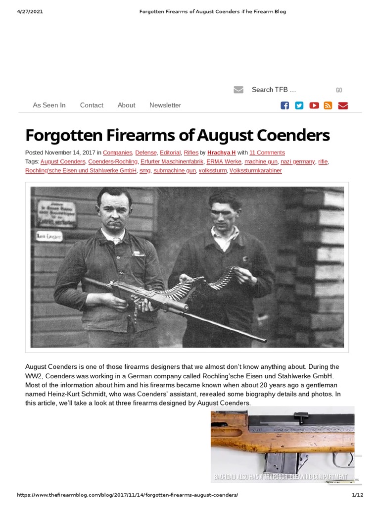 Forgotten Firearms of August Coenders | PDF
