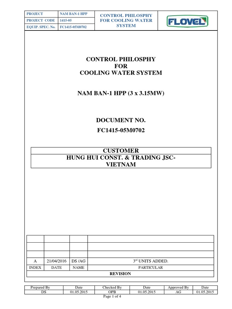 Control Philosophy For CW | PDF | Valve | Pipe (Fluid Conveyance)
