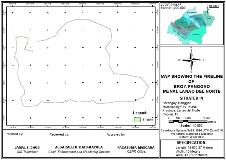 Map Showing The Fireline OF Brgy. Panggao Munai, Lanao Del Norte | PDF ...