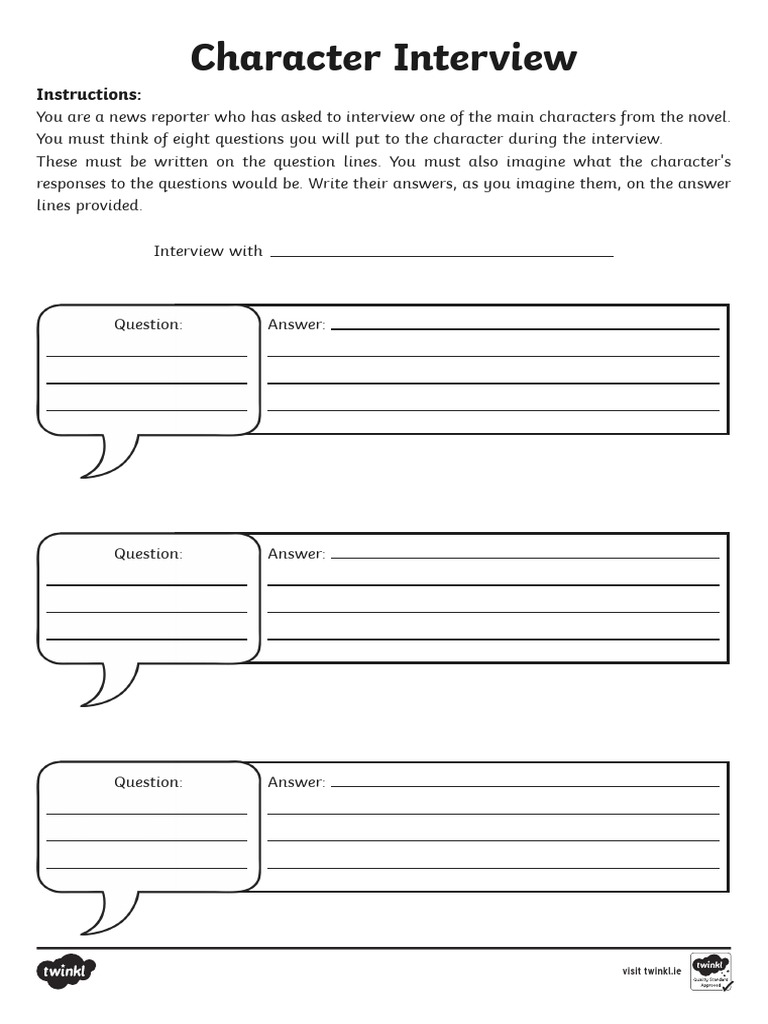 Character Interview Activity Sheet | PDF
