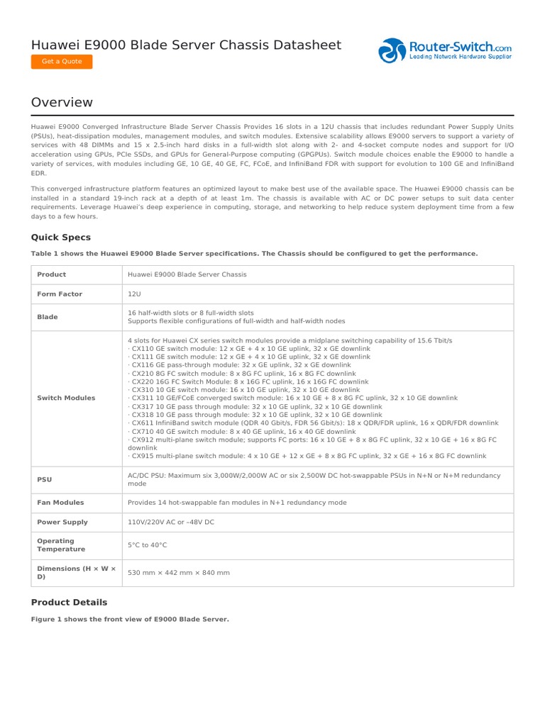 Huawei E9000 Blade Server Chassis Datasheet: Quick Specs | PDF | Computer Hardware ...