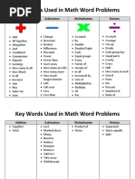 Palabras Claves para Operaciones Matematicas | PDF