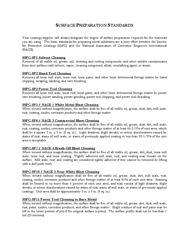 Surface Preparation Standards Pdf