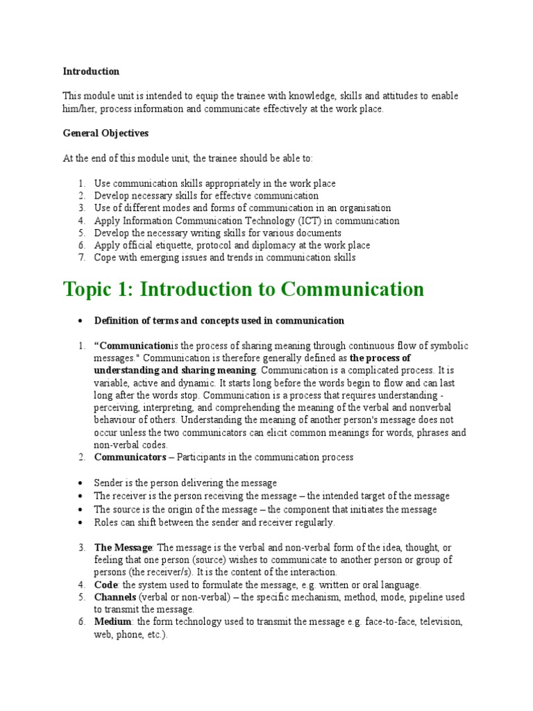 Communication Skills Notes KNEC Diploma | PDF | Nonverbal Communication ...