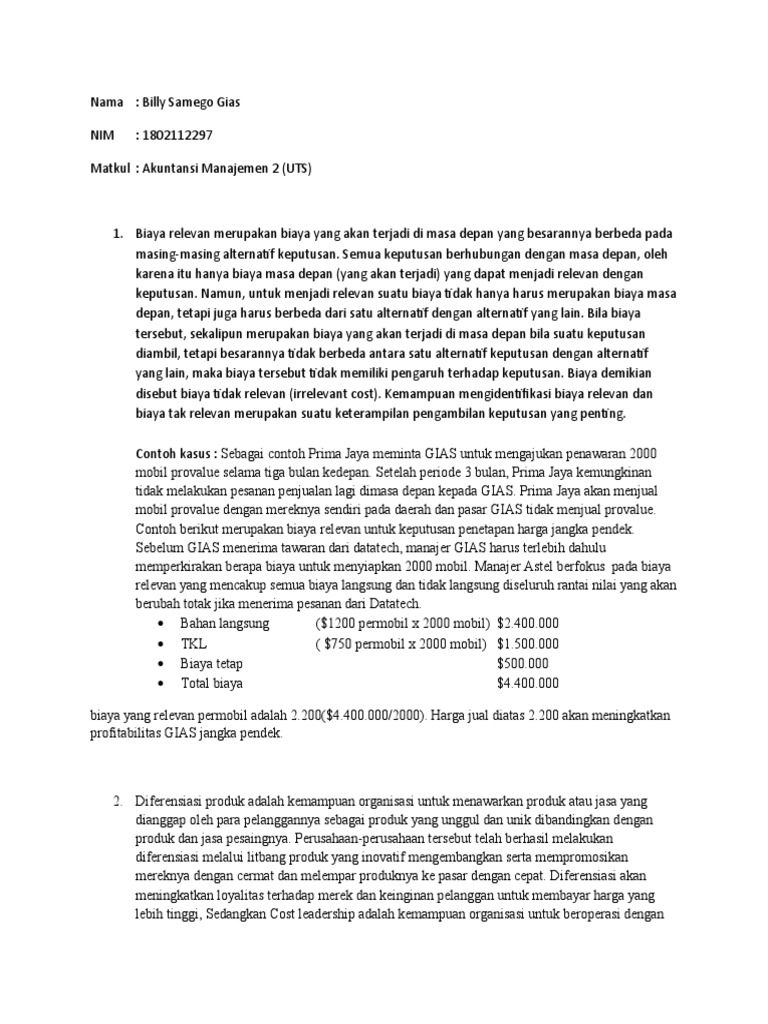 Billy Samego Gias 1802112297 UTS Akmen | PDF