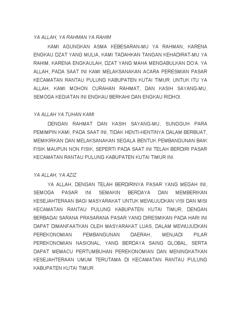 Doa Peresmian Pasar | PDF