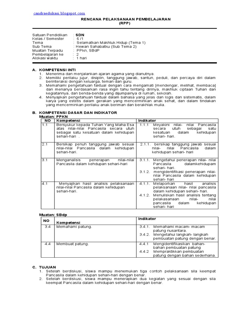 RPP Tematik Kelas 6 | PDF | Karier & Perkembangan | Sains & Matematika