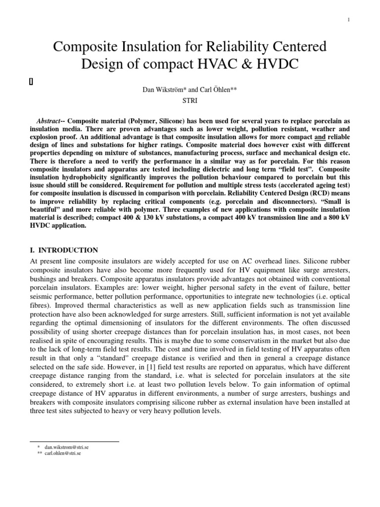 Composite Insulation For Reliability Centered Design of Compact HVAC ...