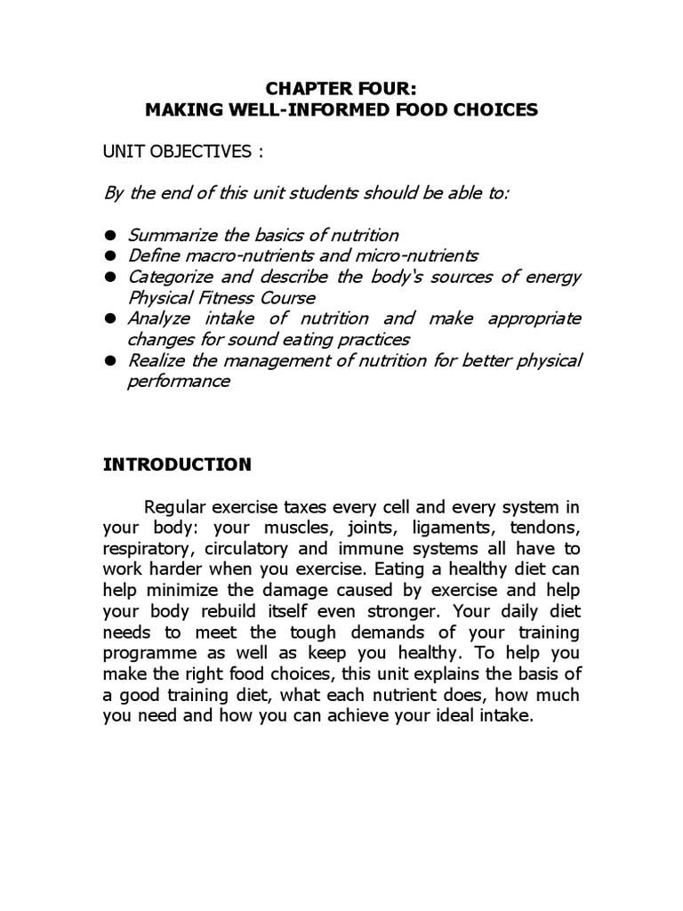 Chapter Four: Making Well-Informed Food Choices | PDF | Food Energy ...